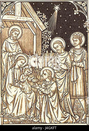 A historical artwork depicting the Three Wise Men, or Magi, in a scene ...