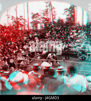 Sullivan - Kilrain stereocard 1 anaglyph Stock Photo - Alamy