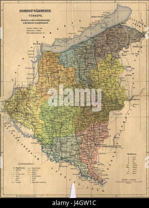 This is a historical map of Somogy County in Hungary, showing its ...