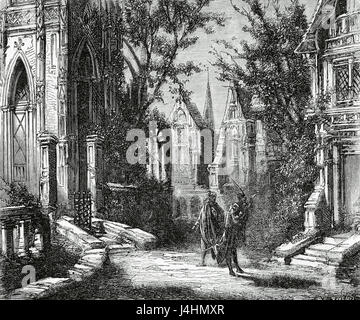 German Legend. Faust and Mephistopheles. Engraving by Ravenel ...
