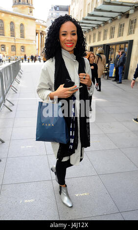 BBC One show host Michelle Ackerley outside the BBC Broadcasting House ...