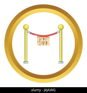 Rope barrier with sign do not touch vector icon Stock Vector Image ...