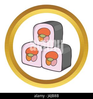 Korean traditional food kimbap icon. Cartoon illustration of kimbap ...