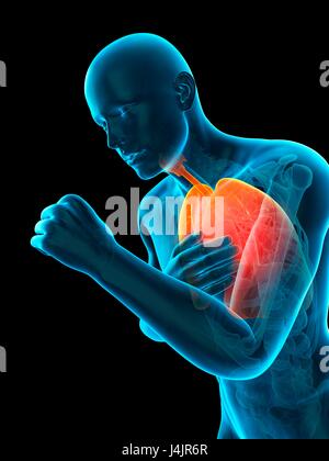 Anatomy of person coughing, illustration Stock Photo - Alamy