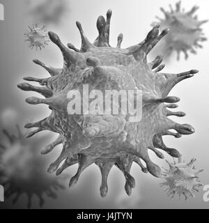 3D illustration of influenza virus particle structure. The virus ...
