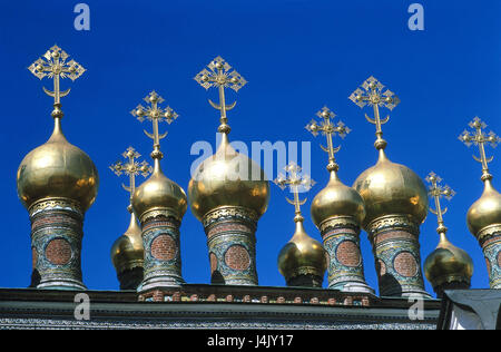 Russia, Moscow, Kremlin, roof, detail, towers, domes, golden, capital ...