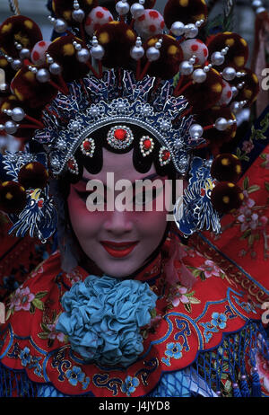 China, Shanghai, opera, actor, portrait costume, headdress, theatre ...