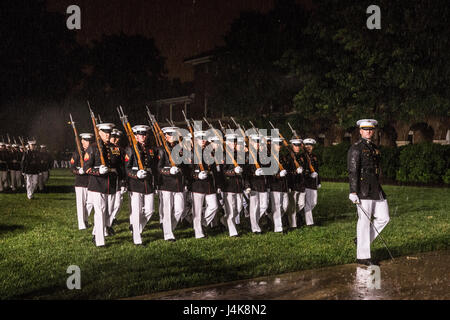 Marine Corps leadership conducts an evening parade at Marine Barracks ...