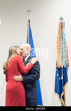 A retirement ceremony at Keesler Air Force Base, Mississippi, honors a ...