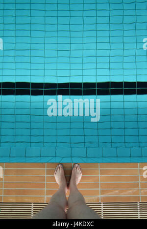 Swimming-pool, cymbal margin, water, beginners' pool, detail, feet bath ...