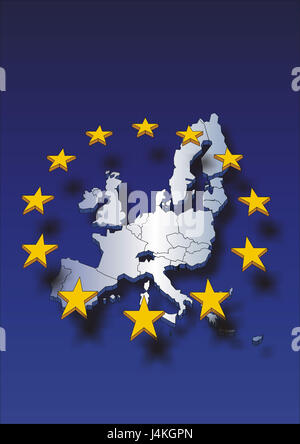 Computer graphics, the European Union, map, Europe, stars, float, co ...