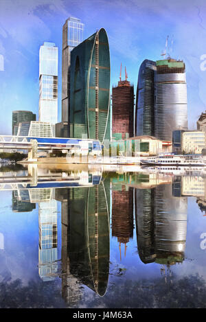 Real painting modern artistic artwork Chicago USA drawing in oil city ...