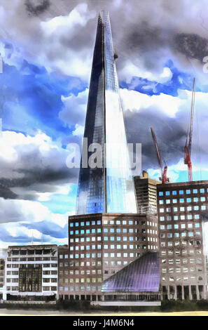 Real painting modern artistic artwork Chicago USA drawing in oil city ...