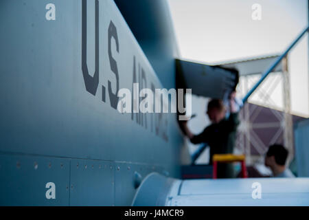 Capt. Mark, 69th Reconnaissance Group Detachment 1 RQ-4 pilot, inspects ...