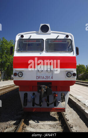 Railway with train in Riga, Latvia. Freight train. 2017 Stock Photo - Alamy