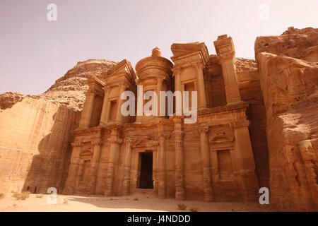 Ed-Deir near Petra facade grave temple rock cliff Jordan Middle East ...