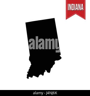 Indiana map. Us state poster with regions. Old grunge texture. Shape of ...