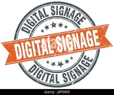 digital signage stamp. round band sign set. ribbon label Stock Vector ...