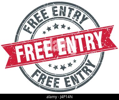 free entry ribbon. free entry round red sign. free entry Stock Vector ...