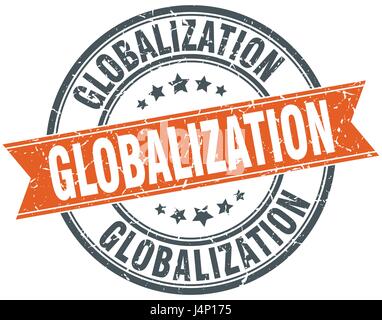 globalization stamp. globalization round ribbon sticker. label Stock ...