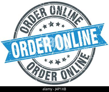 order online ribbon. order online grunge band sign. order online banner ...