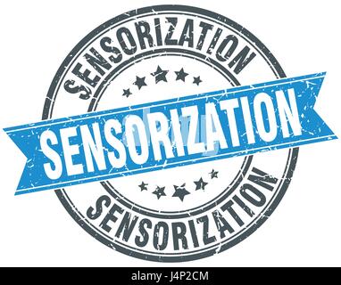 sensorization stamp. sensorization round ribbon sticker. label Stock ...