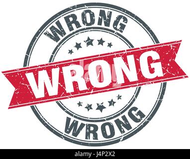 wrong round grunge ribbon stamp Stock Vector Image & Art - Alamy