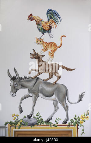 Painting of the Bremen Town Musicians, fairy tale by the Brothers Grimm ...