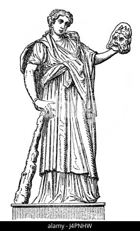 Melpomene, Muse of Tragedy, wearing a Greek strophium (bra) and mask ...