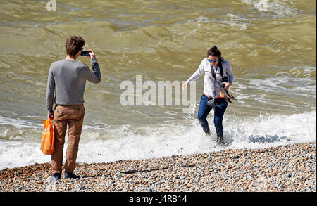 woman getting splashed of water on the face Stock Photo - Alamy