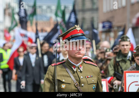 Gdansk, Poland. 14th May, 2017. People with flags of Poland and far ...