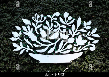Decorative panel with flower in Shanghai, China Stock Photo - Alamy