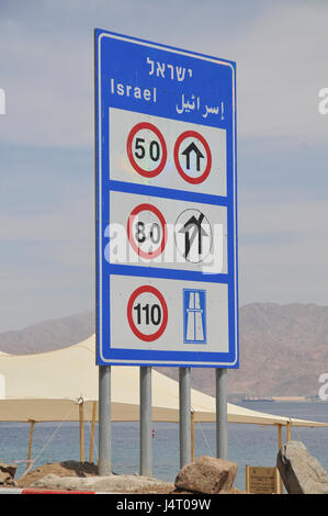 Israeli Speed limits information sign after the Taba border crossing ...