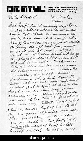 Theo van Doesburg letter to Evert Rinsema 1920-04-24 p 1 Stock Photo ...