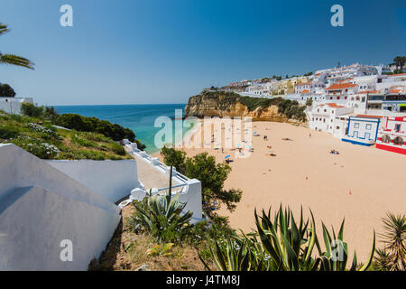 Carvoeiro, Portugal - April 18, 2017: Tourist sunbatching at Carvoeiro ...