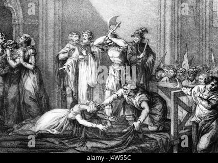 The execution of Mary Queen of Scots (engraving Stock Photo - Alamy