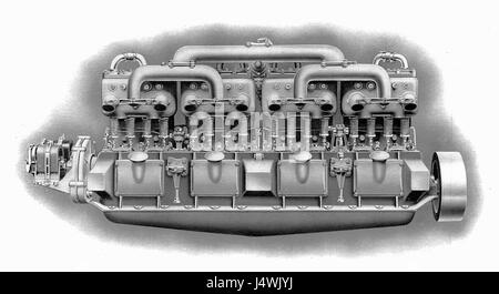 Wolseley 6-cylinder marine oil engine (Rankin Kennedy, Modern Engines ...