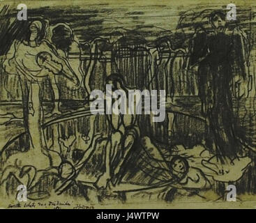 This sketch, titled 'Drie Bruiden' by Toorop, features three brides ...