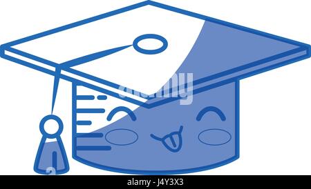 kawaii cute happy cap graduation over open book Stock Vector Image ...