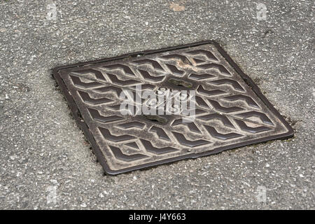 Pavement cover for UK domestic gas supply to a property Stock Photo - Alamy