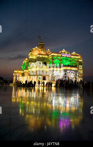 Illumination prem mandir, mathura, uttar pradesh, india, asia Stock ...