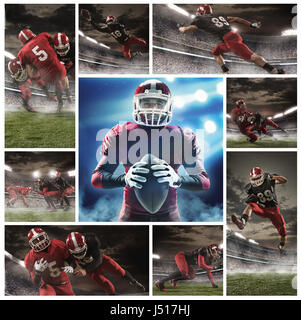 The collage about american football players in action Stock Photo - Alamy