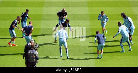 Newcastle United and Manchester City players shake hands at the full ...