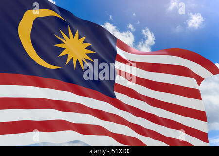 National flag of Malaysia: red and white horizontal stripes with yellow ...