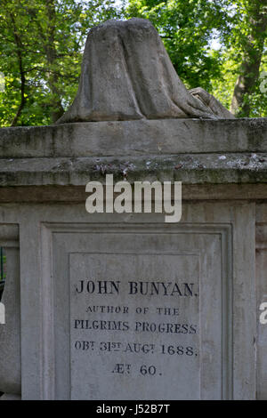Tombstone of John Bunyan at Bunhill Gardens cemetery in London,UK Stock ...