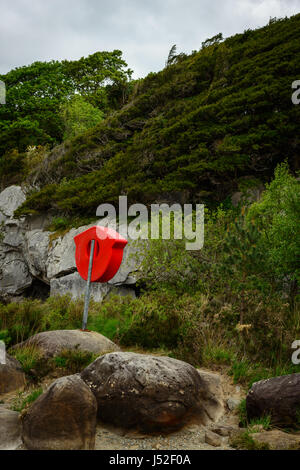 Lifebuoy stand by lakeshore in Killarney National Park, County Kerry ...