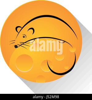 Cute mouse with cheese piece. Cartoon animal icon Stock Vector Image ...