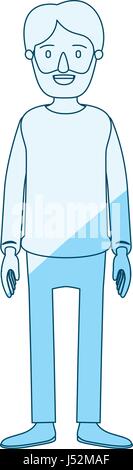 blue silhouette shading cartoon full body guy with hairstyle looking to ...