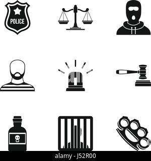 Lawlessness icons set, simple style Stock Vector Image & Art - Alamy