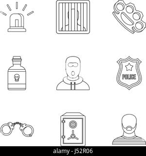 Lawlessness icons set, outline style Stock Vector Image & Art - Alamy